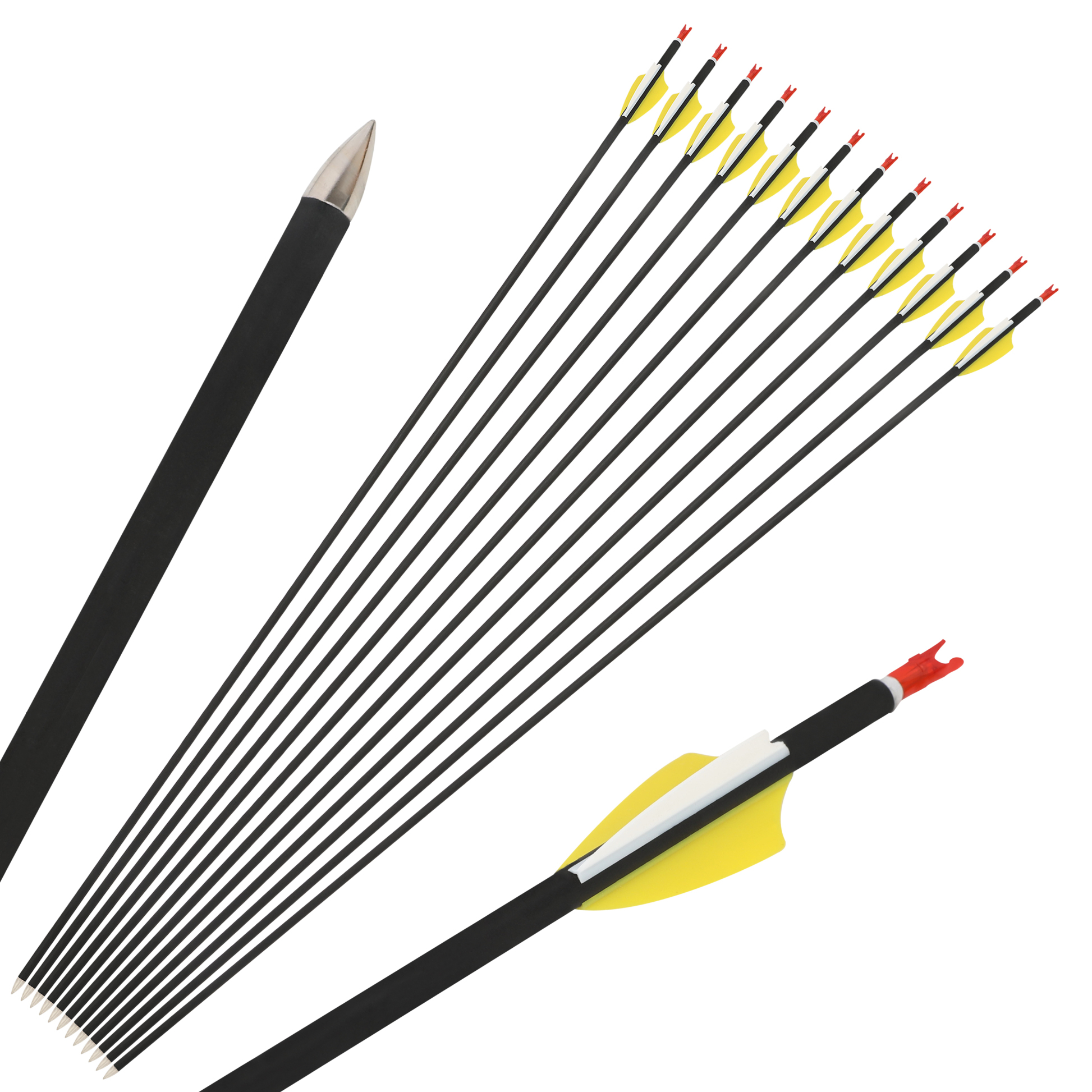 Carbon Arrows for Compound Recurve Bows Hunting Target Practice SP1000 ...
