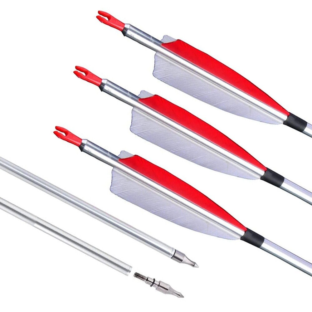 Aluminum Arrows 30" SP500 4" Feathers Archery Hunting Practice ...