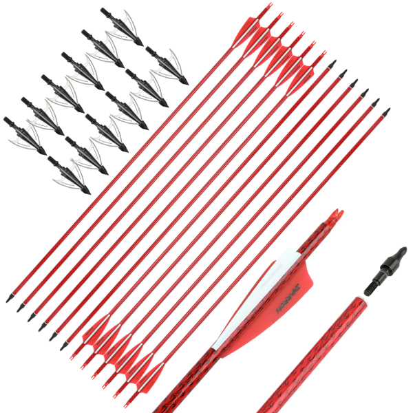 Precision Carbon Arrows 12pcs 30 in 500 Spine Archery Set – WOLFMAN ARCHERY