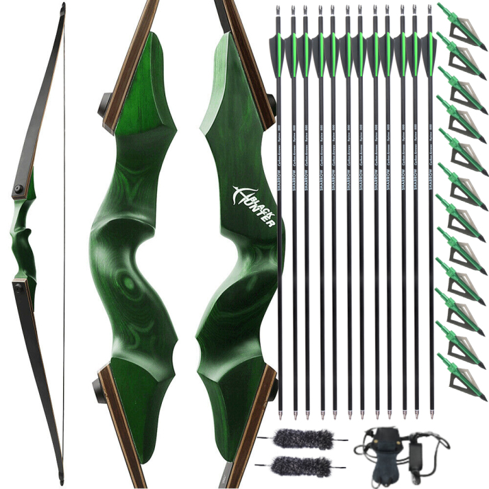 Black Hunter Longbow for Adult 60 inch 20-60lbs RH LH Target American ...