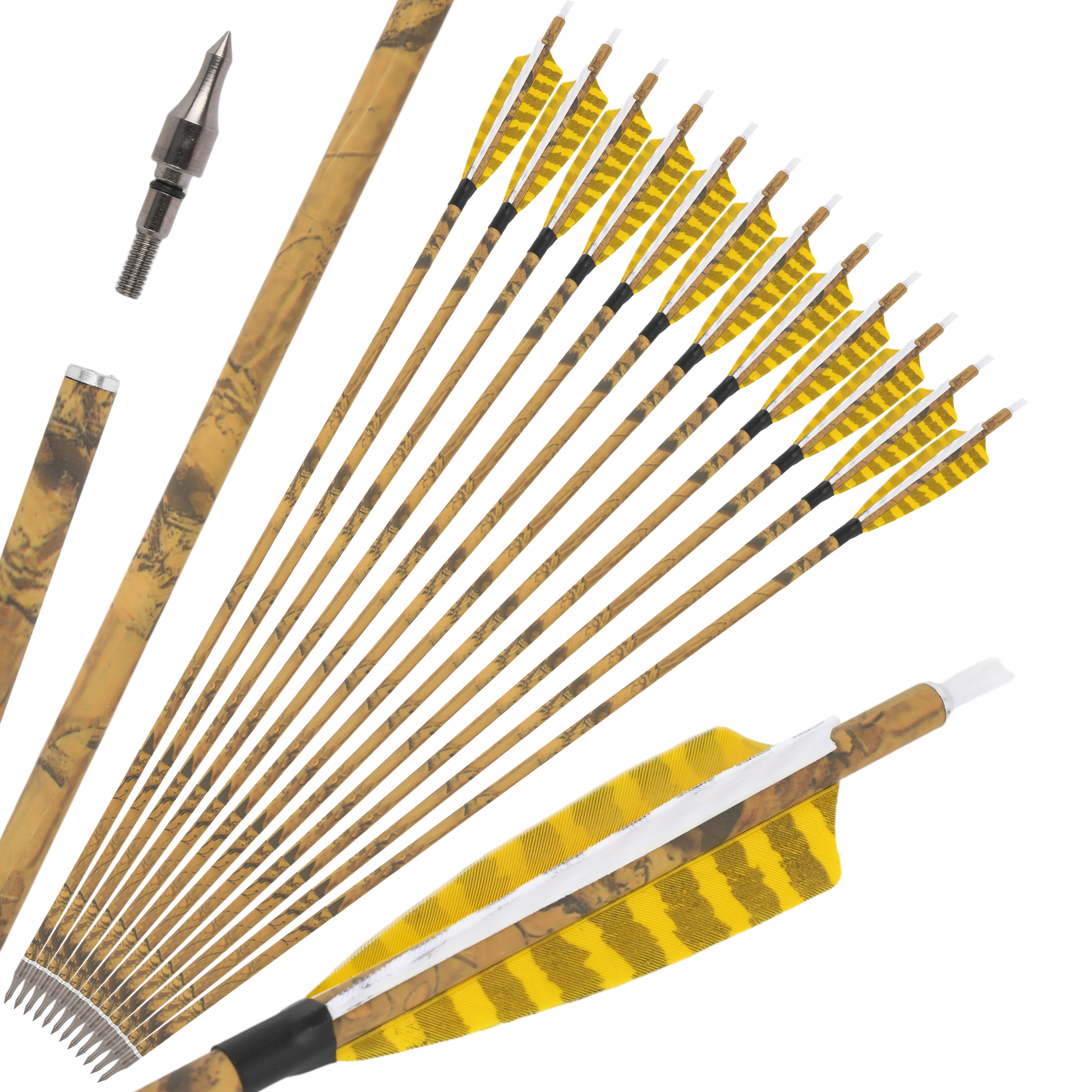 WOLFMAN Yellow Camouflage Carbon Arrows for Hunting Target – WOLFMAN ...