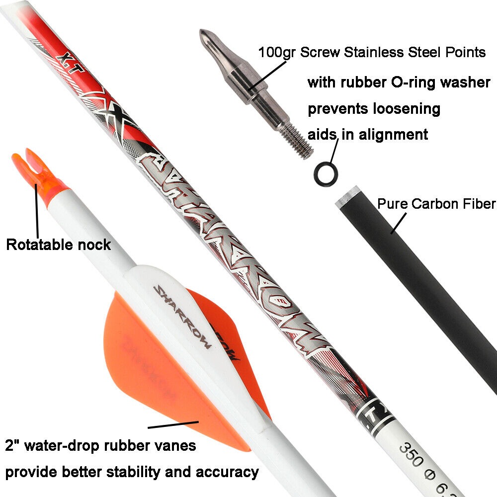 Pure Carbon Arrows 32 inch ID6.2 SP300-800 Recurve Bow Compound Bow ...