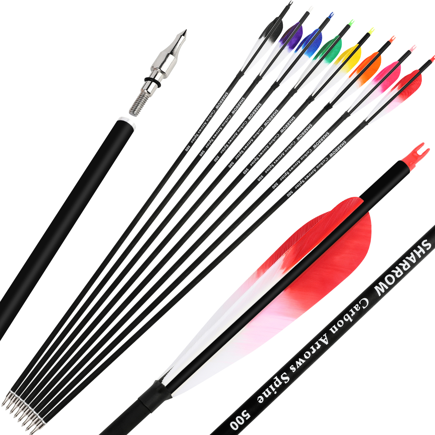 Traditional Hunting Carbon Arrows Turkey Feather Spine 500 – WOLFMAN ...