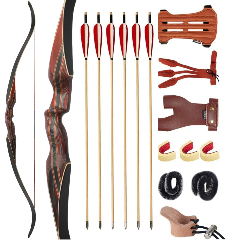 64'' Traditional Recurve Bow Longbow 30-60lbs Horsebow One Piece ...