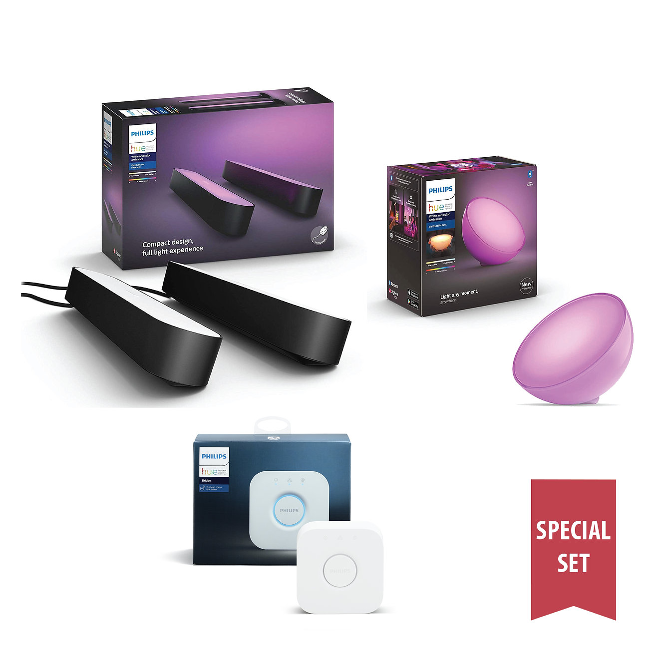 Philips Hue Double Play Bar & Hue Go 2.0 藍牙彩色燈光套裝-RFTME列飛家居