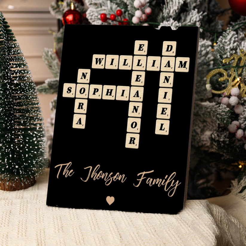 Custom Family Crossword Puzzle Wall Art Personalised Family Tree Wooden ...