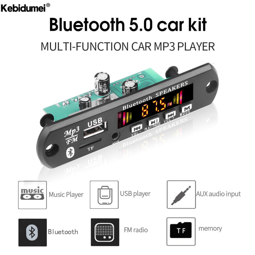 Kebidumei 12V Bluetooth 5.0 MP3 Decoder Board with 50W Amplifier ...
