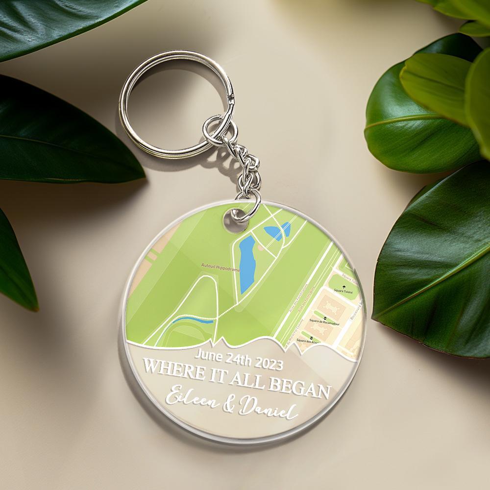 Custom Keychain Personalized Acrylic Map Where It All Began Keychain ...