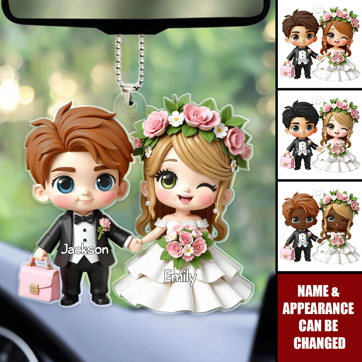 Wedding Cartoon Couple Personalized Acrylic Ornament, Gift for him ...