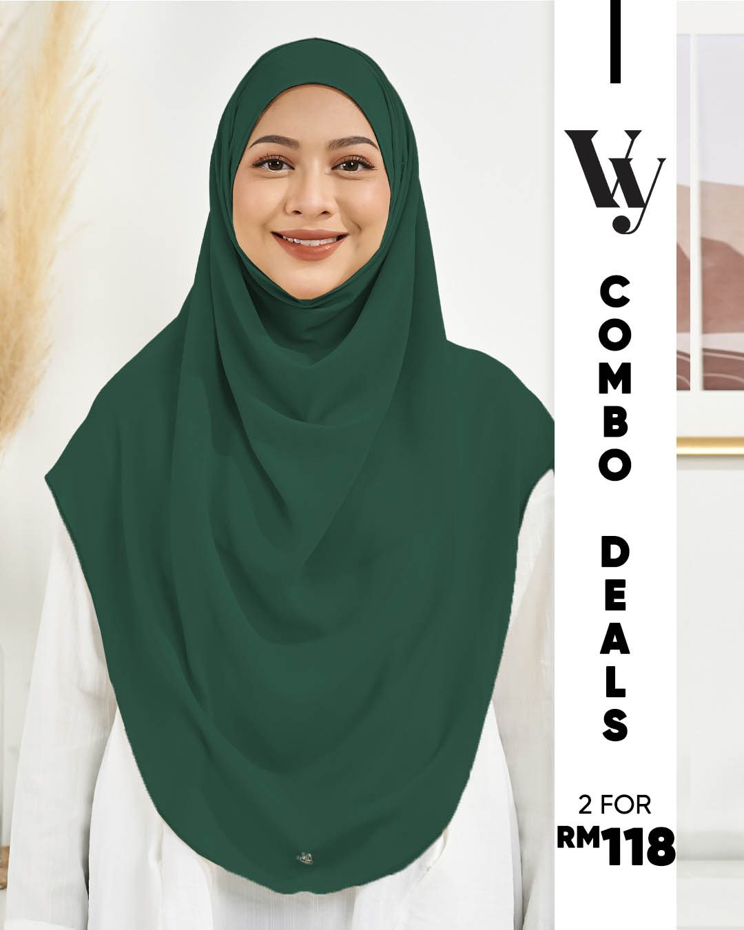Tudung Sarung Chiffon Instant Vera XL Valily X MCC - Emerald Green ...