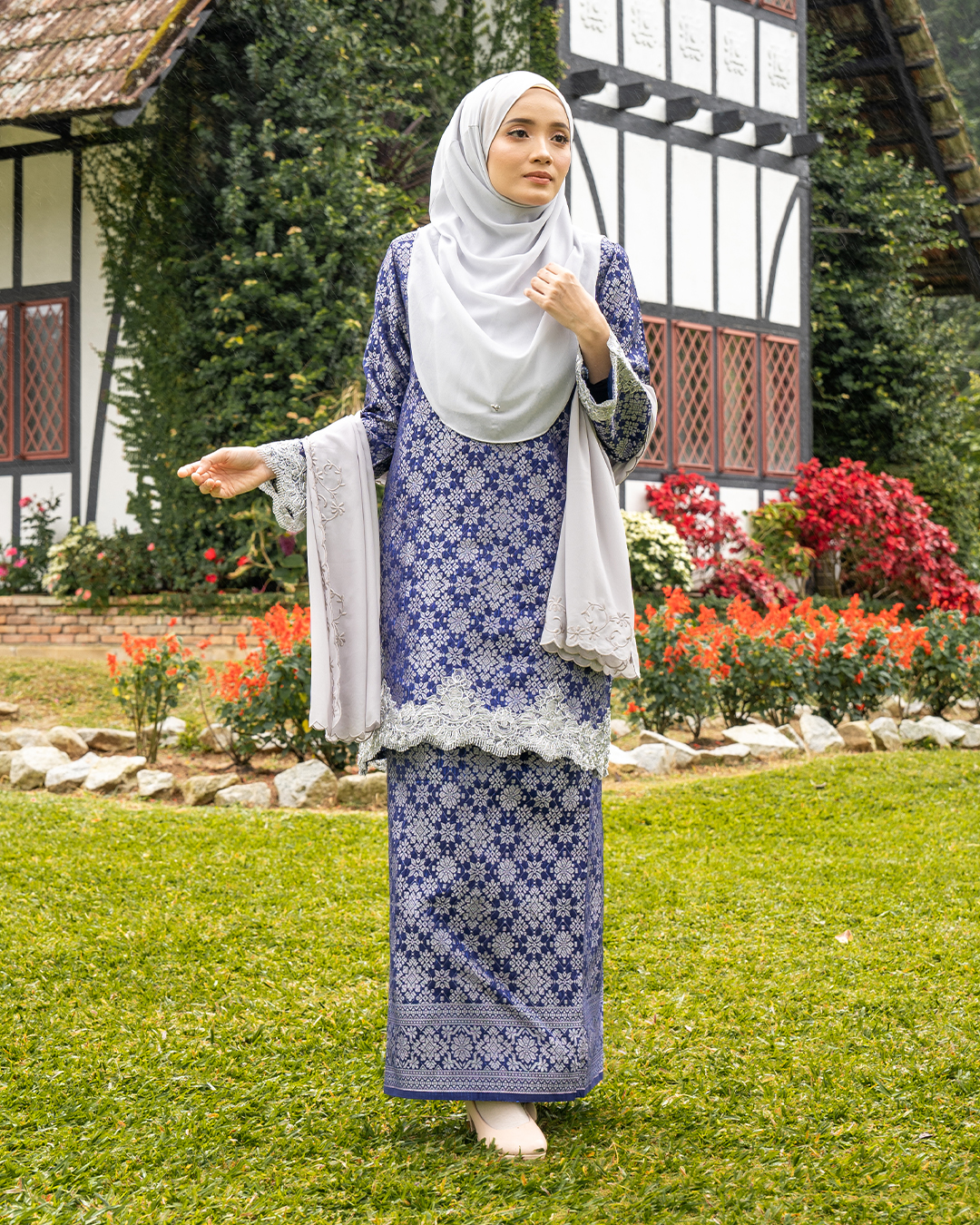 Baju Kurung Moden Lace Songket Ramadhani - Admiral Blue – MCC Lifestyle