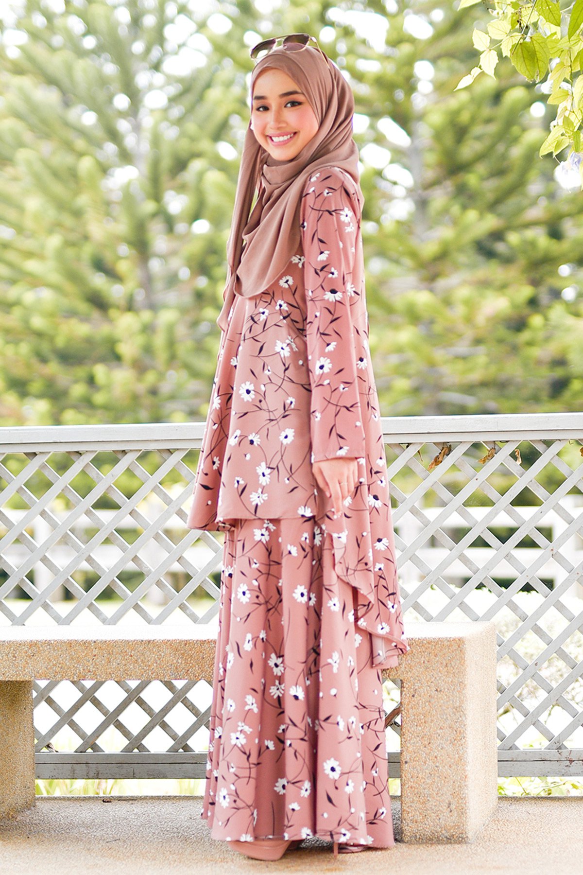 Baju Kurung Suit Hazami - Flower Brown – MCC Lifestyle