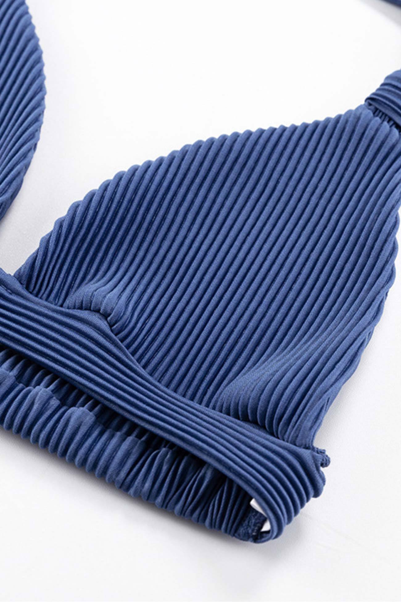 Blue Hoodie Halter Vest Three-Piece Pants Set – arolora