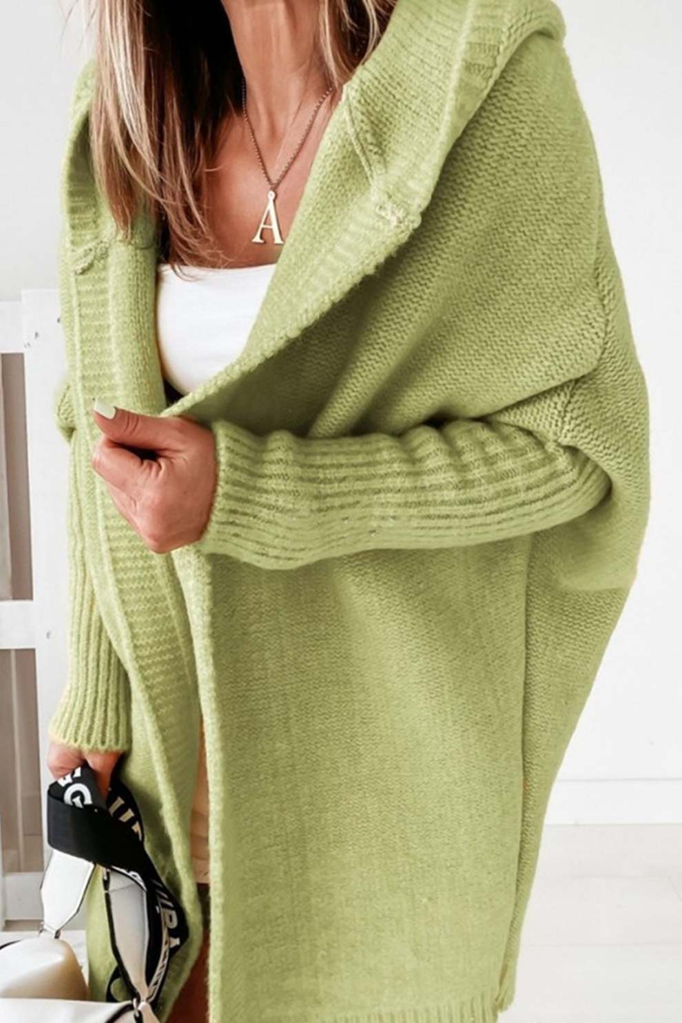 Solid Open Front Hoodie Cardigan – arolora