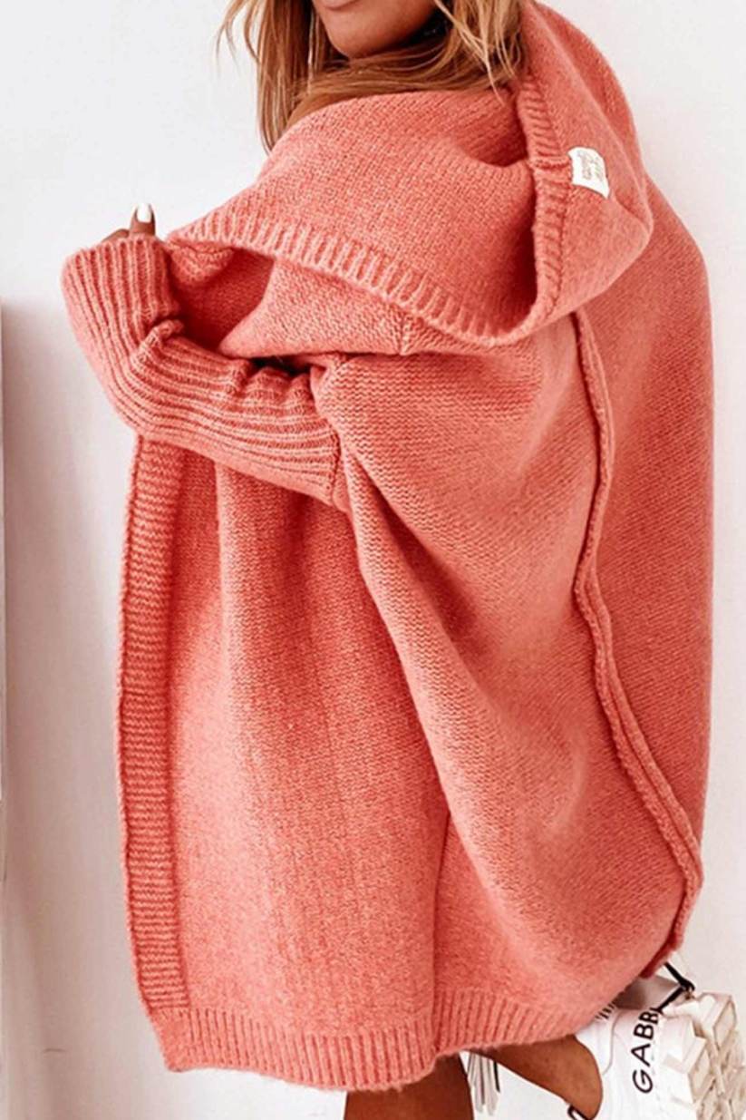 Solid Open Front Hoodie Cardigan – arolora