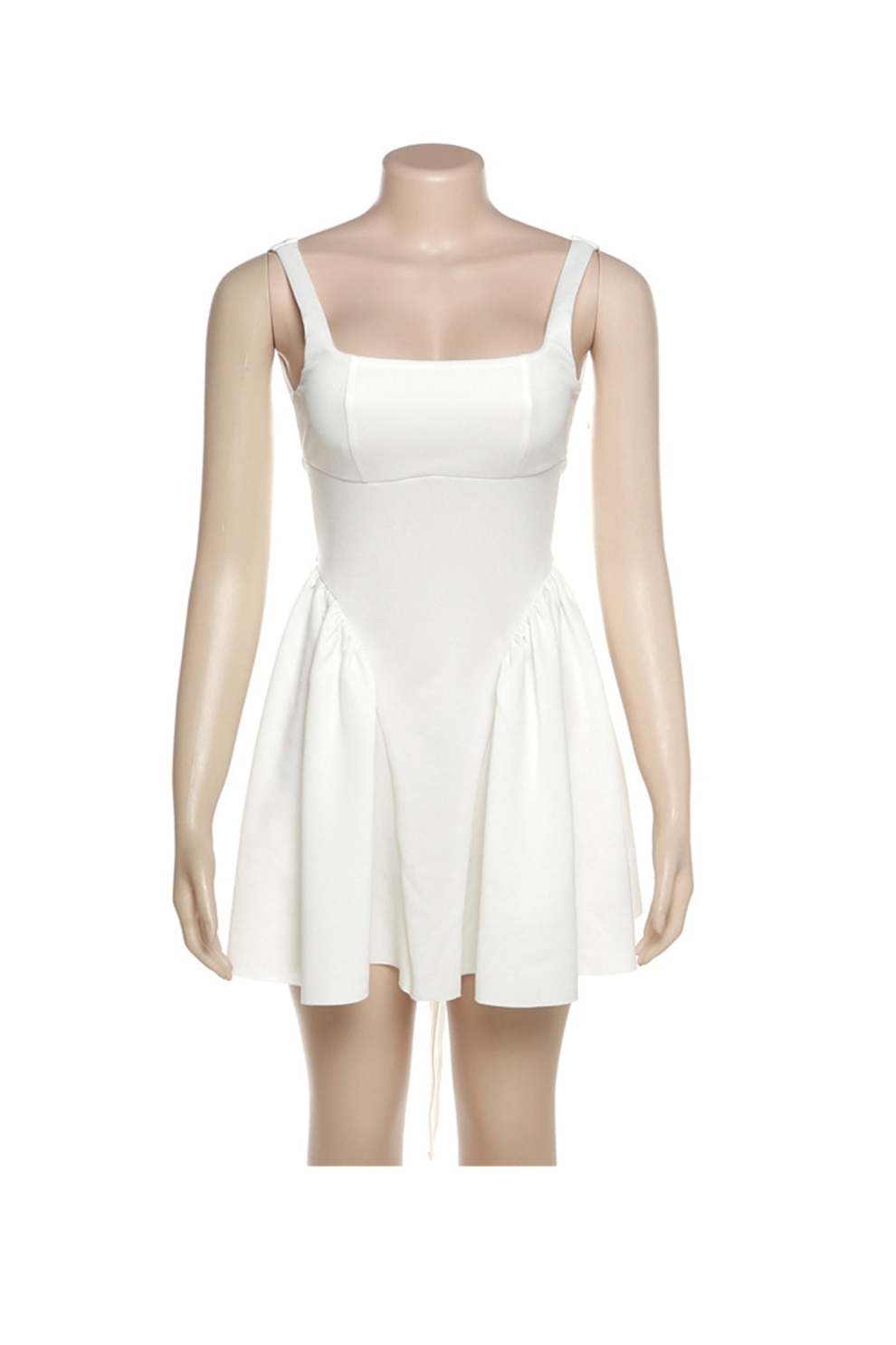 White Backless Tie-back Ruched Dress – arolora