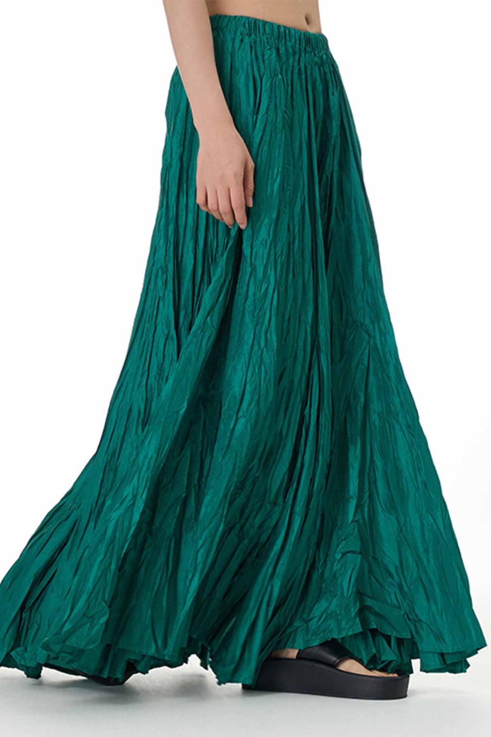 Solid Color Pleated Midi Skirt – arolora
