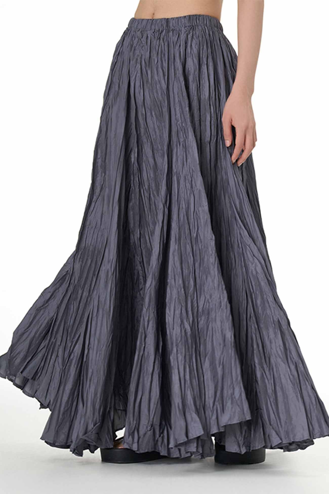 Solid Color Pleated Midi Skirt – arolora