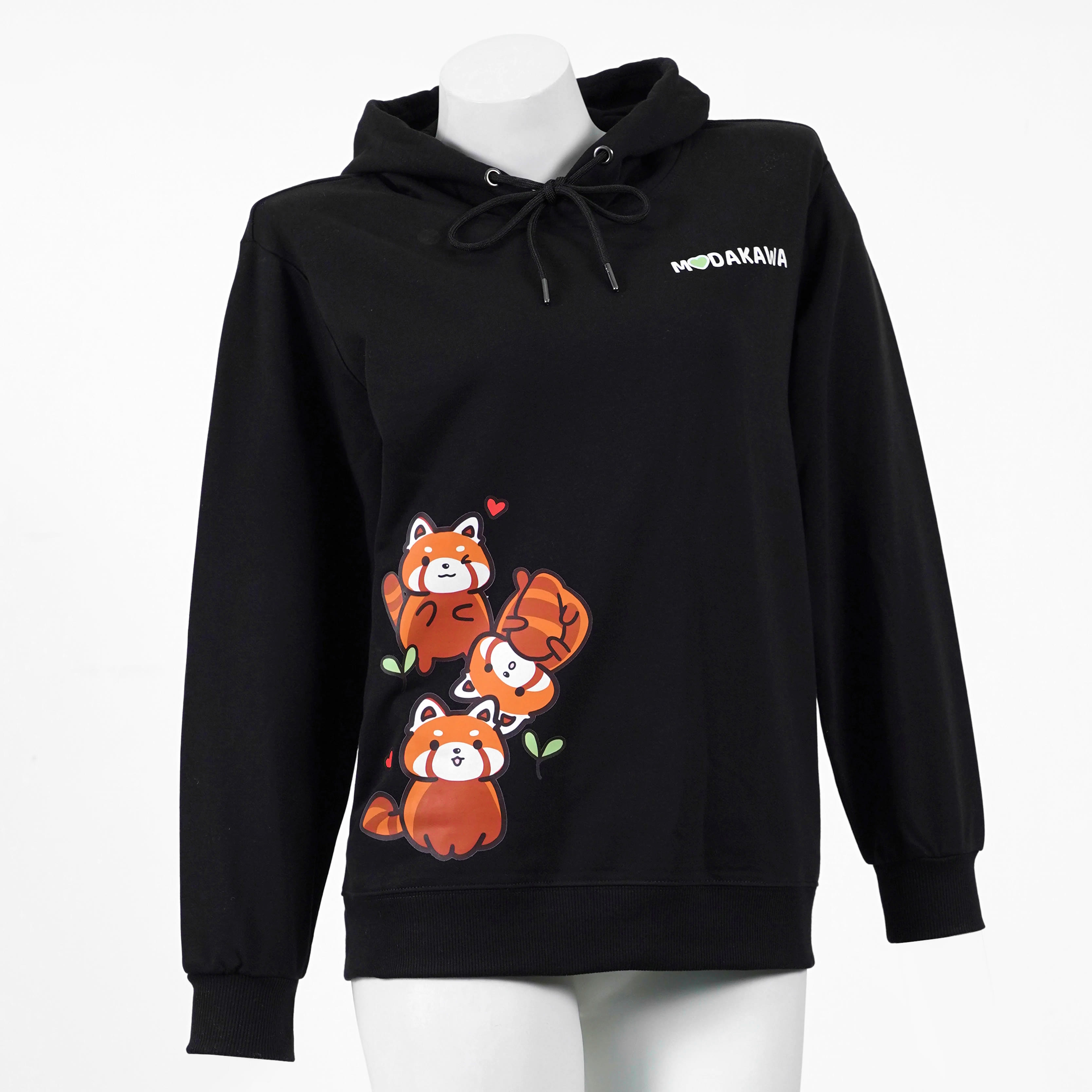 Red Panda Letter Print Cotton Hoodie with Side Pockets