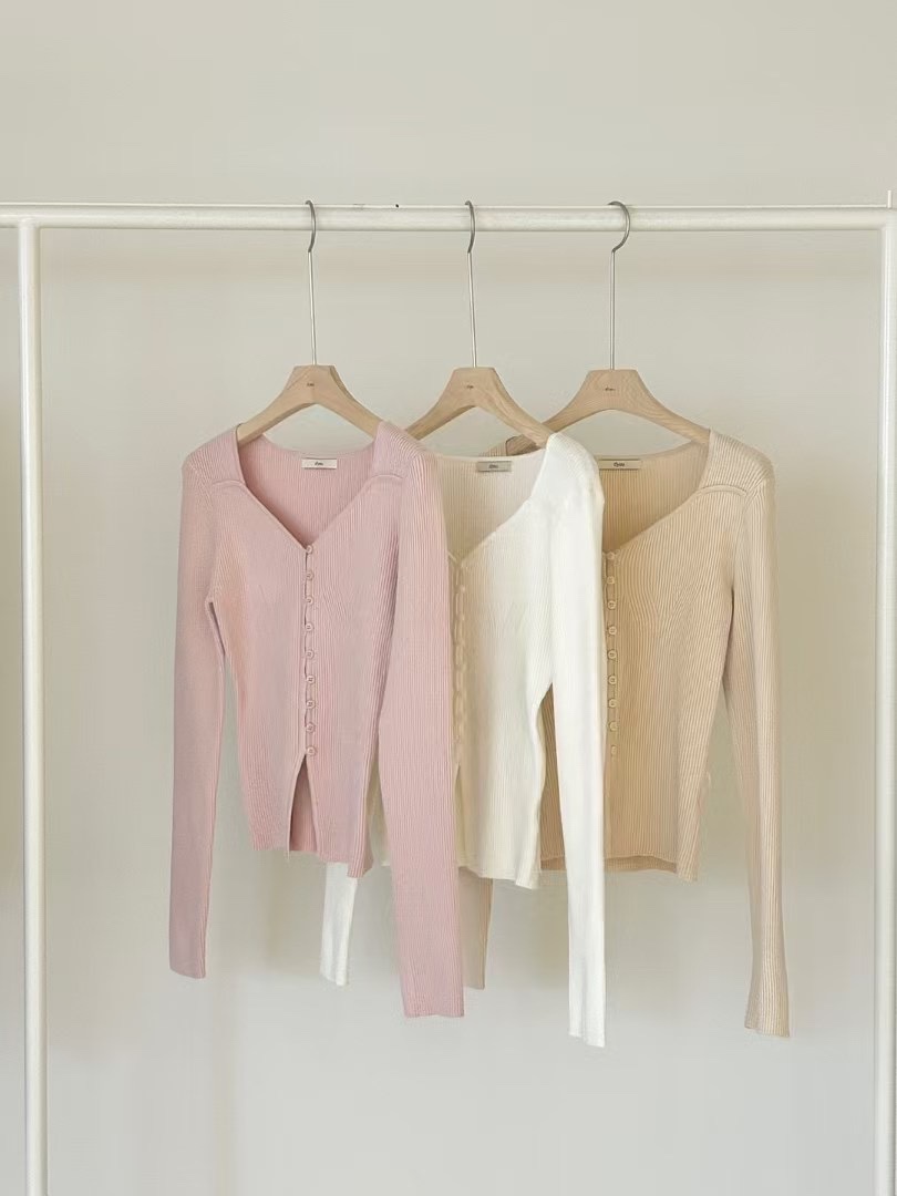 Front Slit Button Long Sleeve Top – Runway Seoul