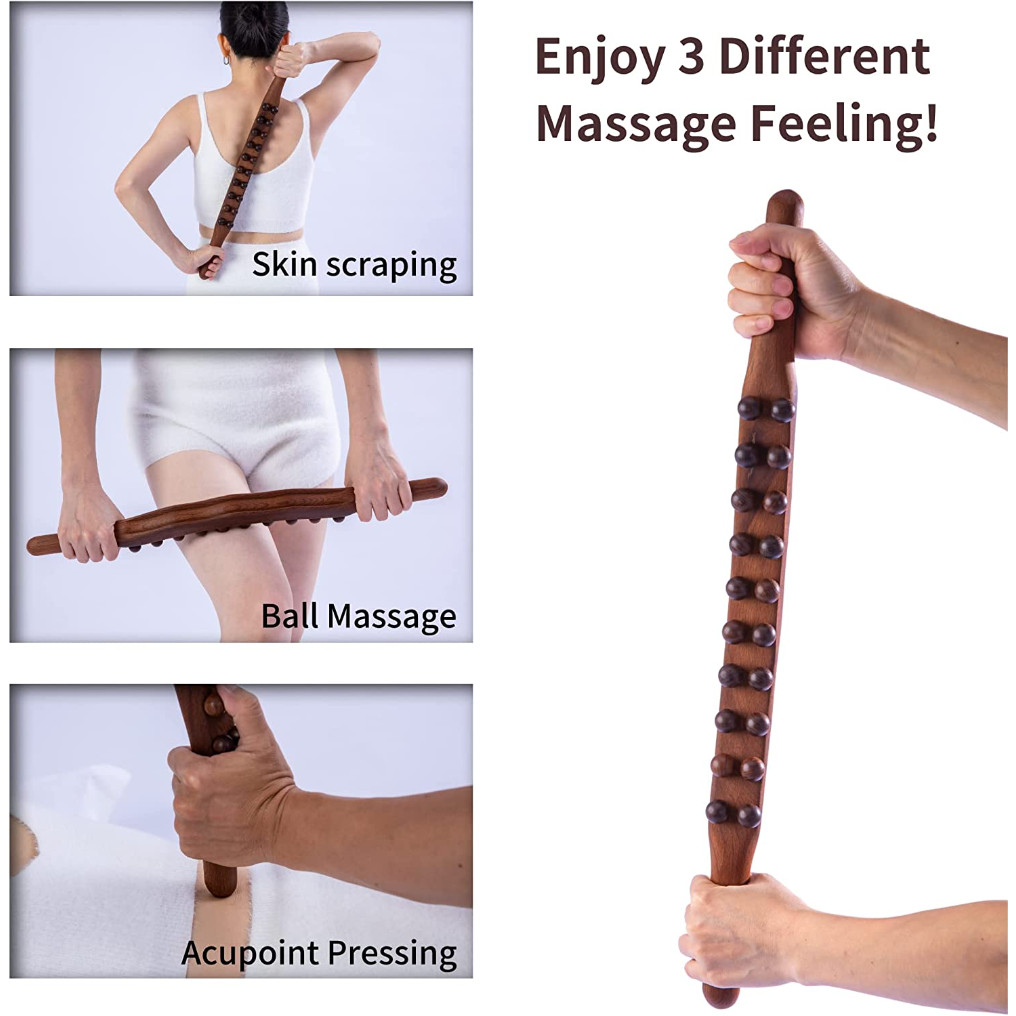 Wood Lymphatic Drainage Massager Handheld Massage Stick Lymphatic ...