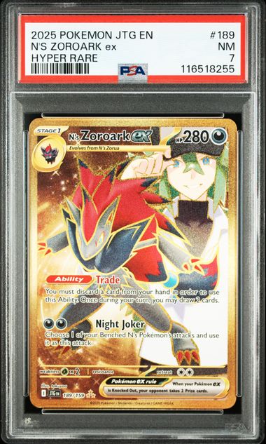 [PSA 7]2025 POKEMON JTG EN-JOURNEY TOGETHER #189 N'S ZOROARK ex HYPER RARE