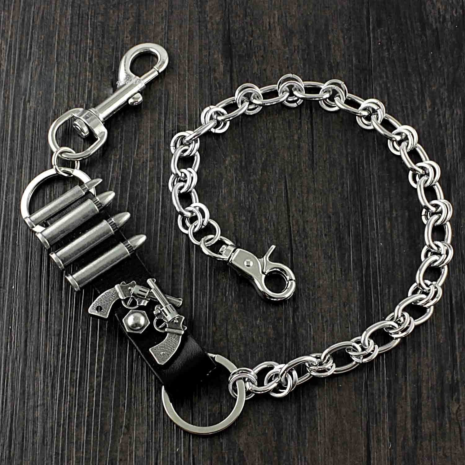 Solid Stainless Steel Revolver Wallet Chain Cool Punk Rock Biker ...