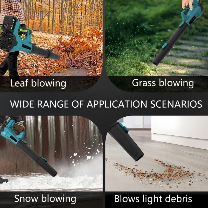 21V Cordless 6-Speed Leaf Blower with 2 Batteries for Patio and Lawn ...