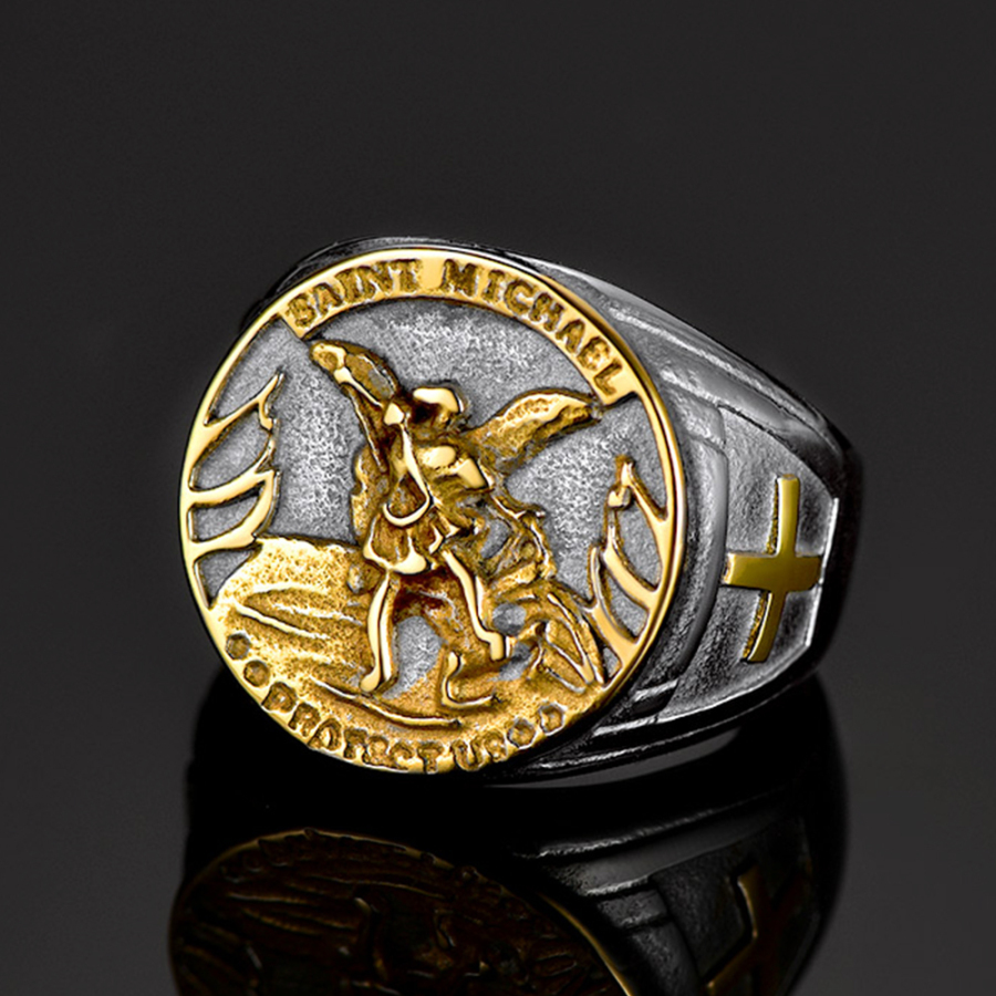 Christian St. Michael Ring the Archangel Michael Ring for Men - Faithheart