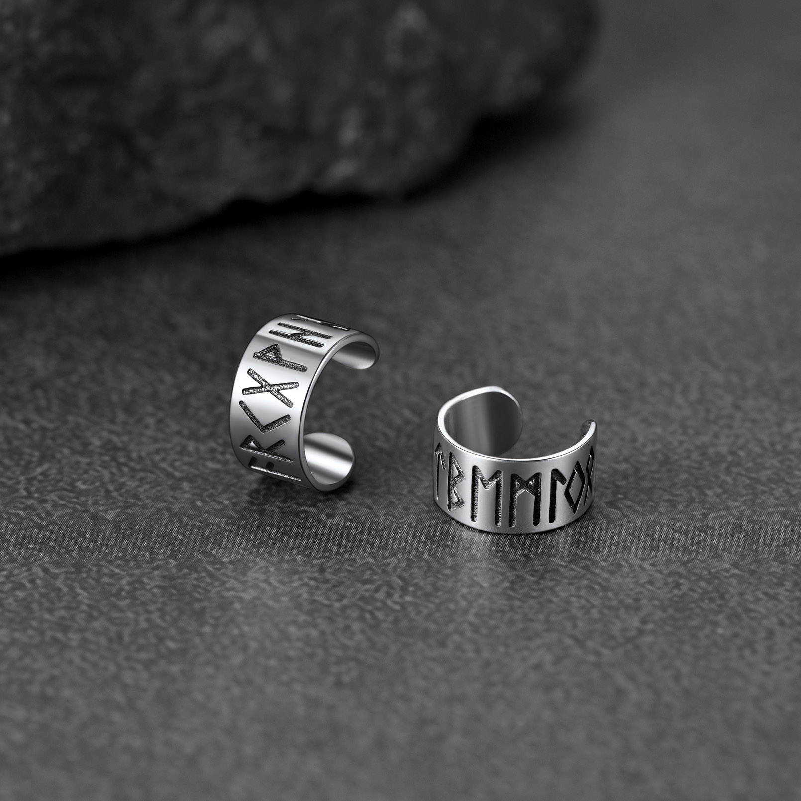 Norse Viking Runes Ear Cuff Earrings For Men - FaithHeart Jewelry