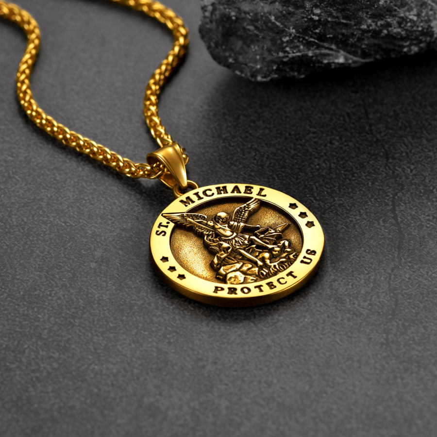 Archangel St Michael Pendant Necklace for Men Stainless Steel ...
