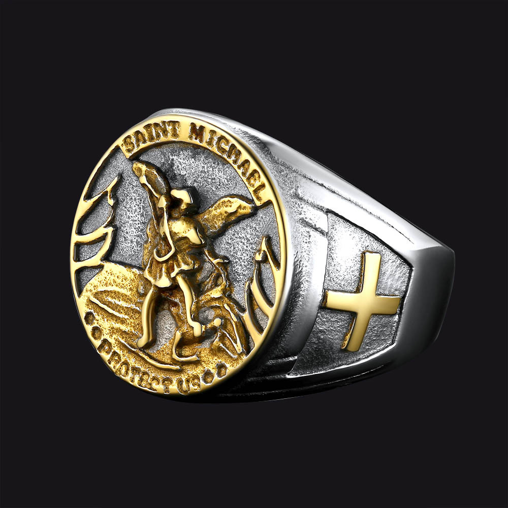 Christian St. Michael Ring the Archangel Michael Ring for Men - Faithheart