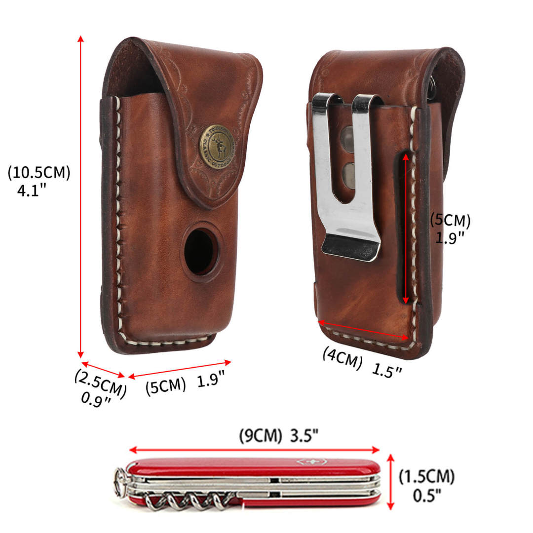Tourbon EDC Leather Pocket Folding Knife Sheath