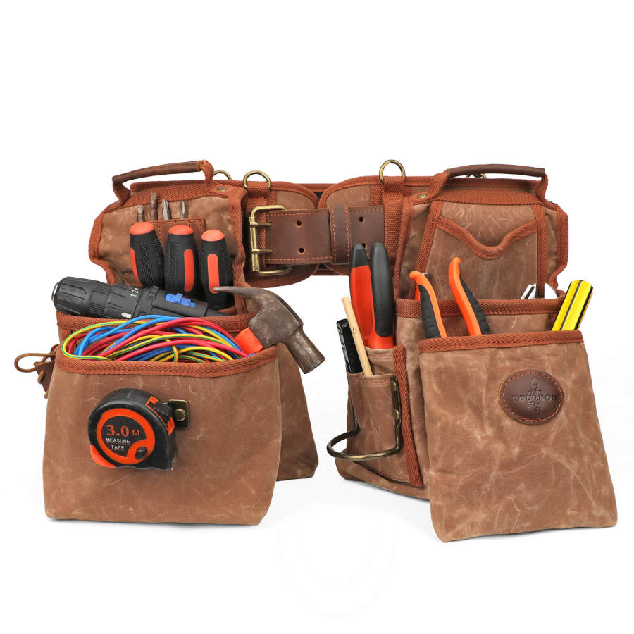 Tourbon Canvas Carpenter Tool Belt with Suspenders for Electrician
