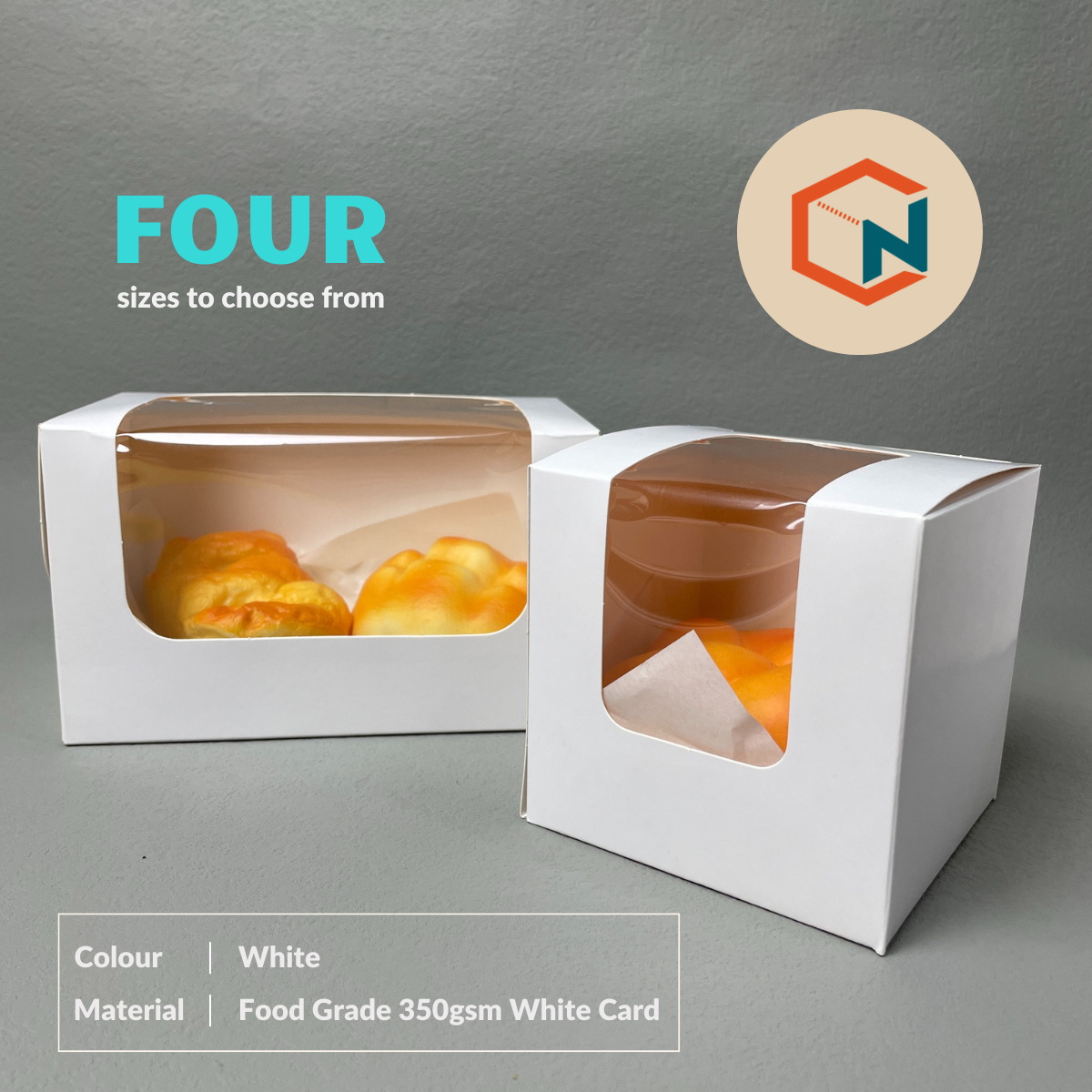 White Cupcake Box (4 Hole)