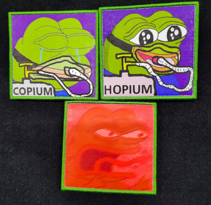 Meme Pepe Hopium Copium Velcro Morale Patch