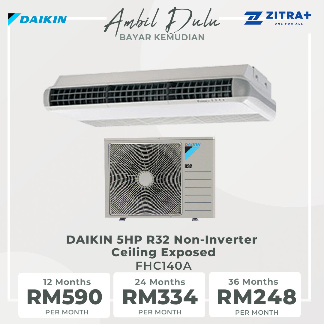 DAIKIN 4.5HP R32 Non-Inverter Ceiling Exposed FHC125A | Far Air Throw