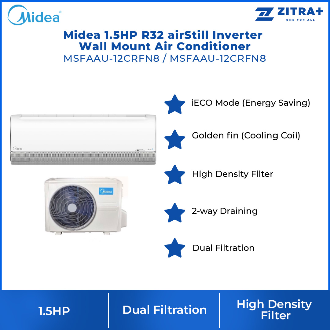 Midea 1.5HP R32 airStill Inverter Wall Mount Air Conditioner (Indoor)