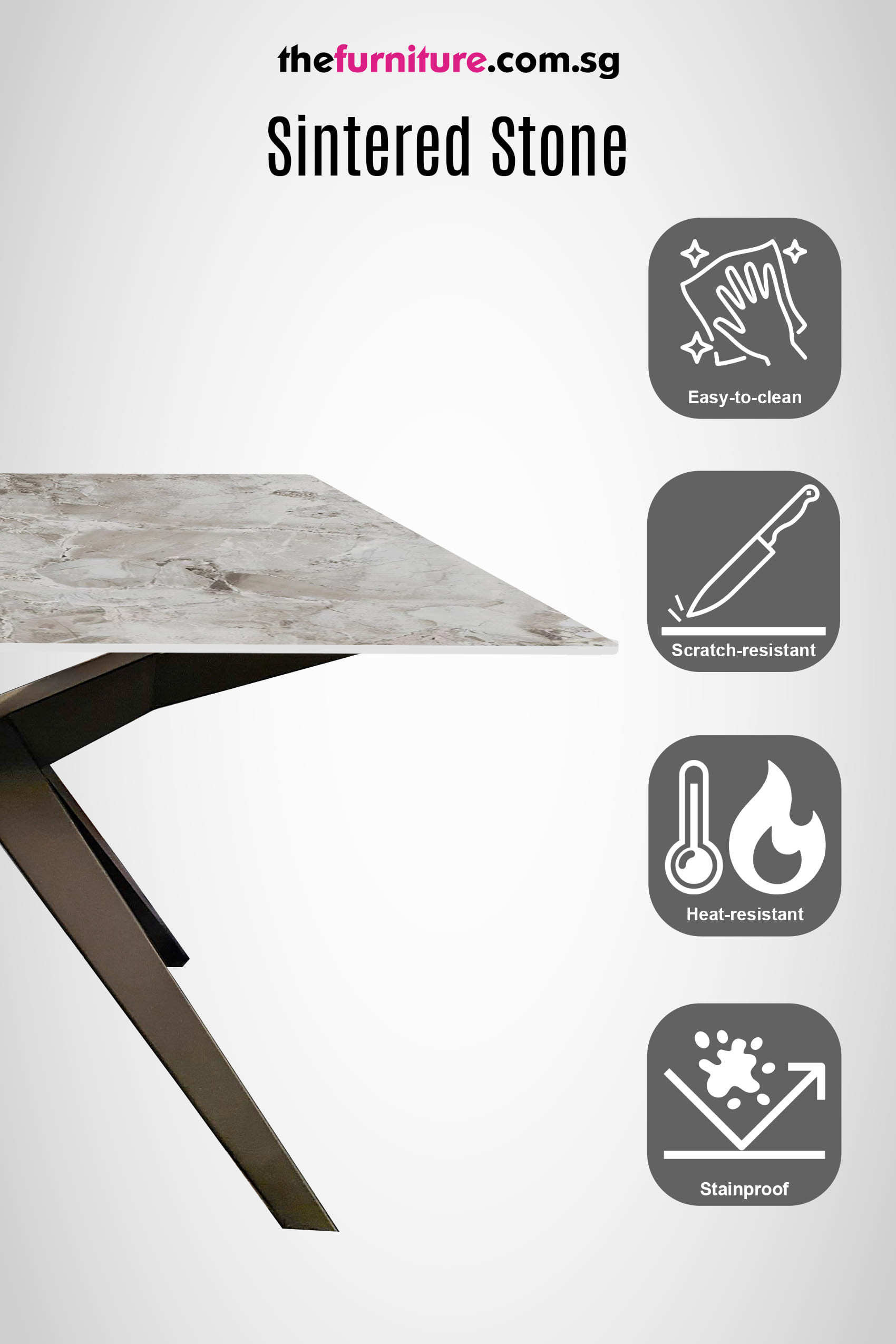 Beto Black Sintered Stone Dining Table