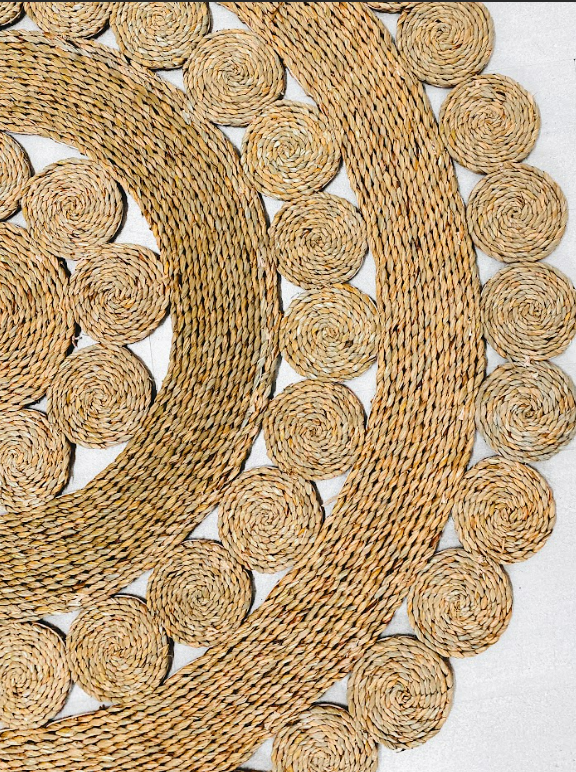 Bloom Rattan Jute Rug-Booming Plus
