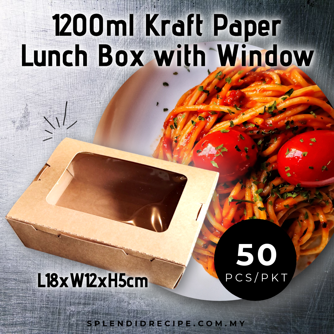 Kraft Paper Lunch Box with Window (50pcs)