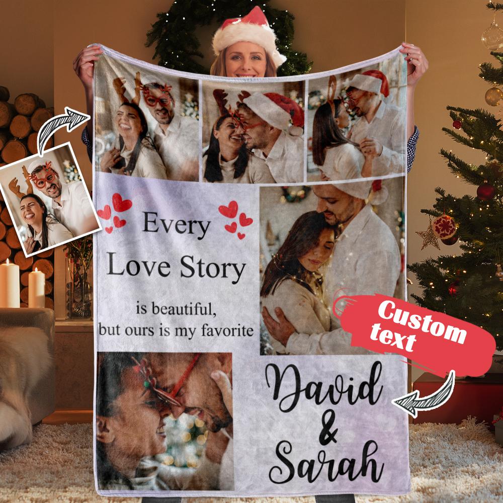 Custom Engraved Photo Collage Blanket You can Custom Multiple Photos to ...