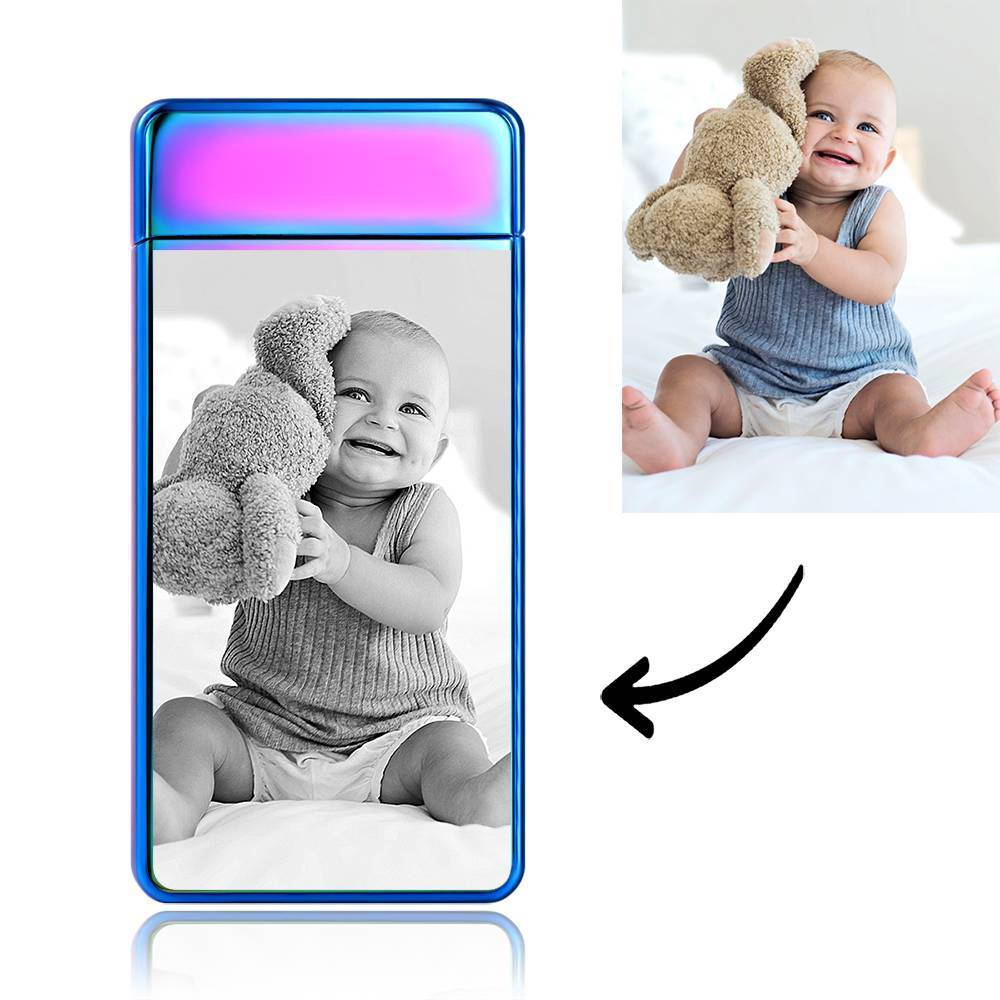 Photo Lighter, Custom Photo Engraved Lighter Rainbow Color Memorial Gift