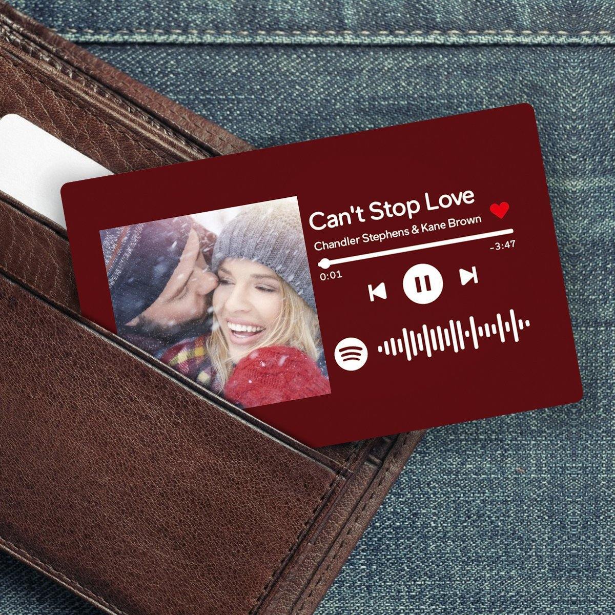Custom Spotify Music Code Wallet Card Personalized Message Card Crimso