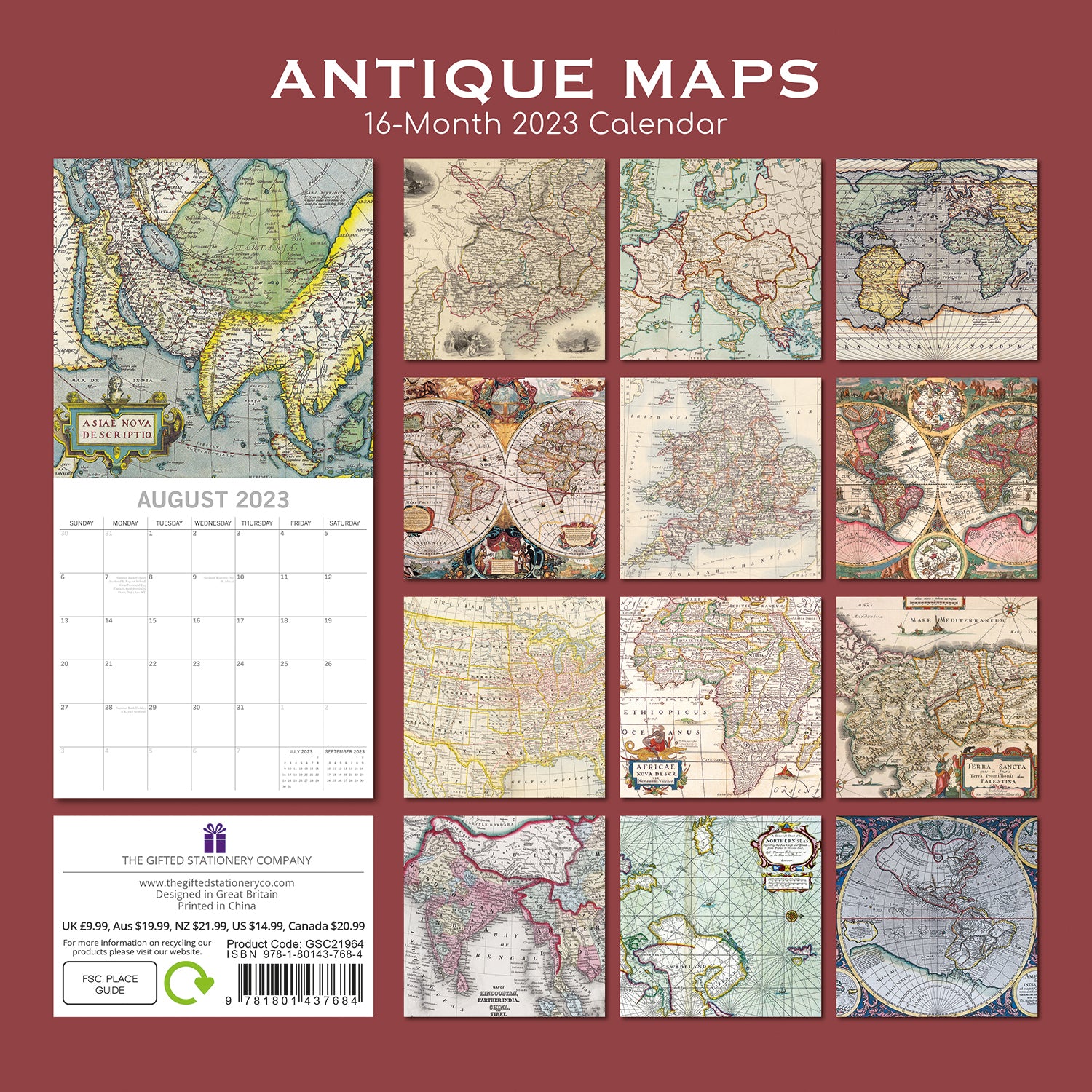 Antique Maps - 2023 Square Wall Calendar 16 Months Arts Planner ...