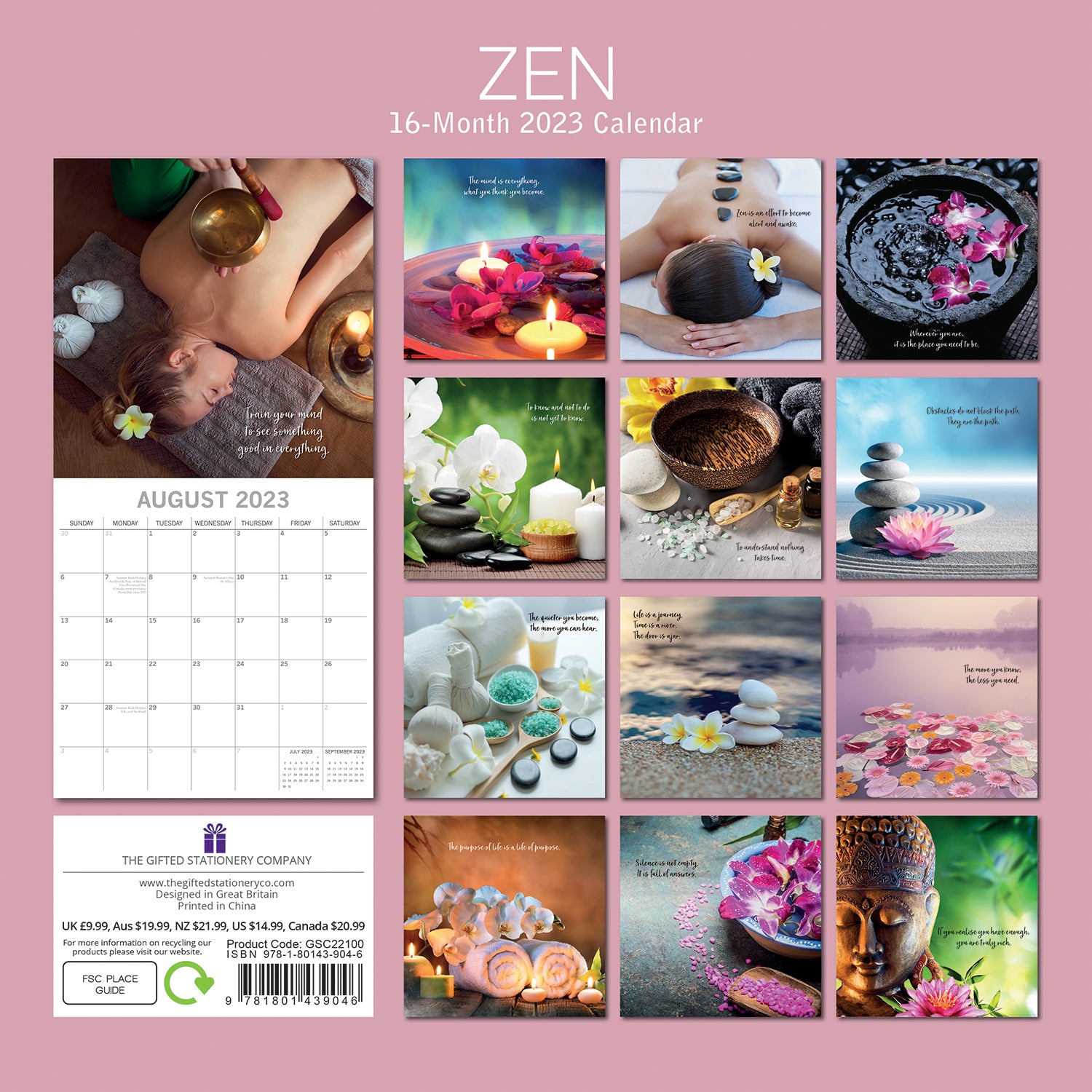 Zen - 2023 Square Wall Calendar 16 Month Premium Planner Christmas New ...