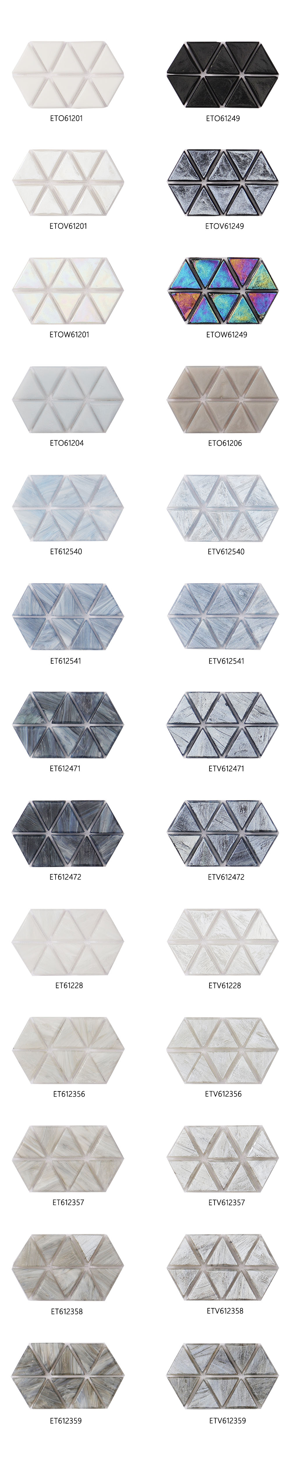 Triangle Glass Mosaic Tiles Color Swatch