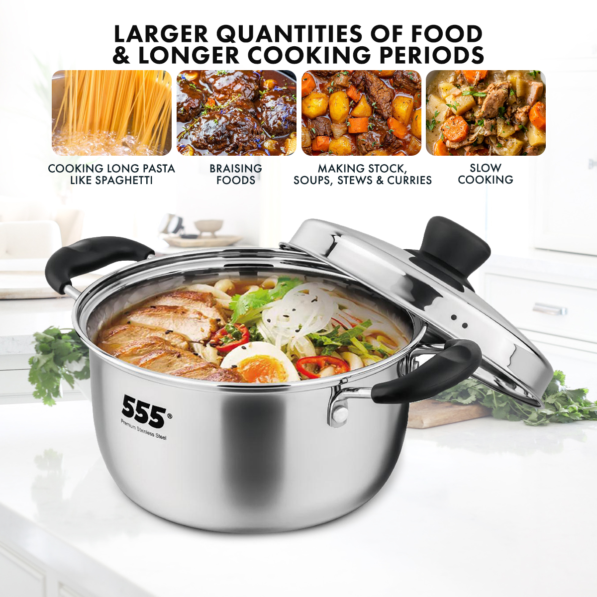 555 Premium Stainless Steel Sauce Pot - 304 Stainless Steel 0.88mm Thi